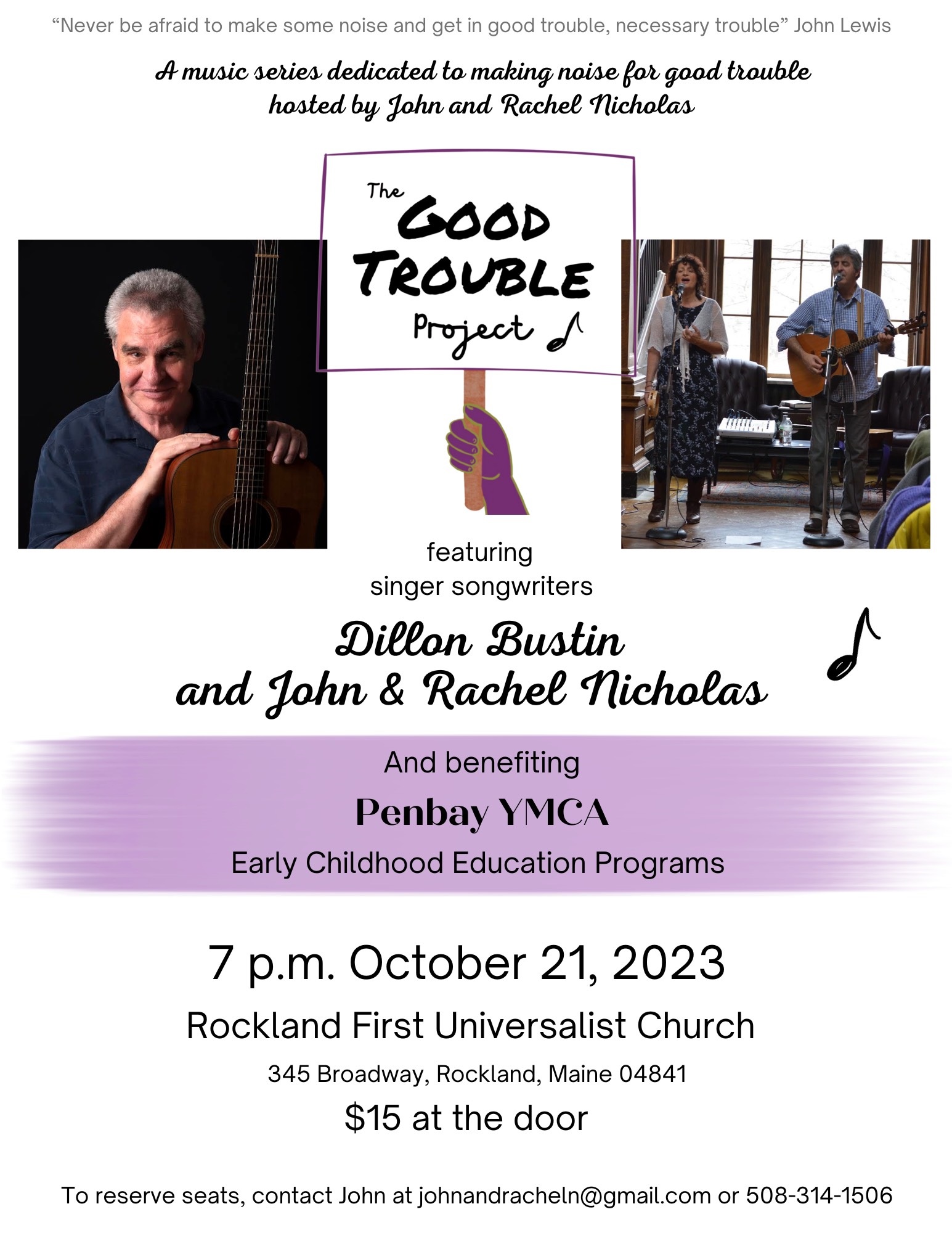 Good Trouble Project benefit concert Saturday, October 21 - Penobscot ...